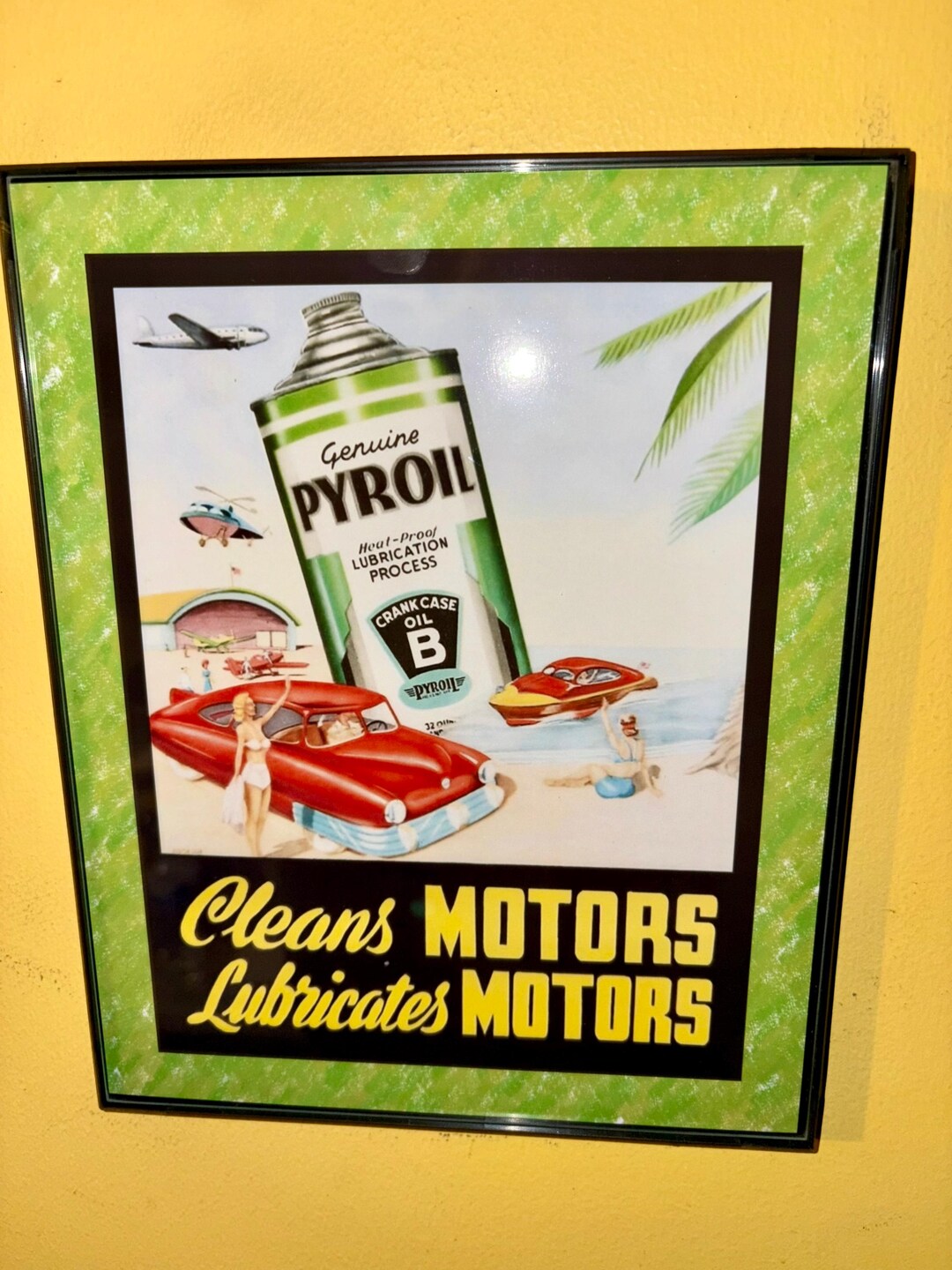 Pyroil Motor Oil Gas Service Station Garage Mechanic Bar Framed ...