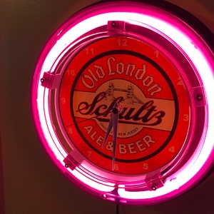 Schultz Old London Beer Bar Neon Wall Clock Advertising Sign - Etsy