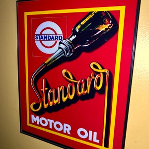 Standard Motor Oil Gas Service Station Garage Bar Framed Advertising ...