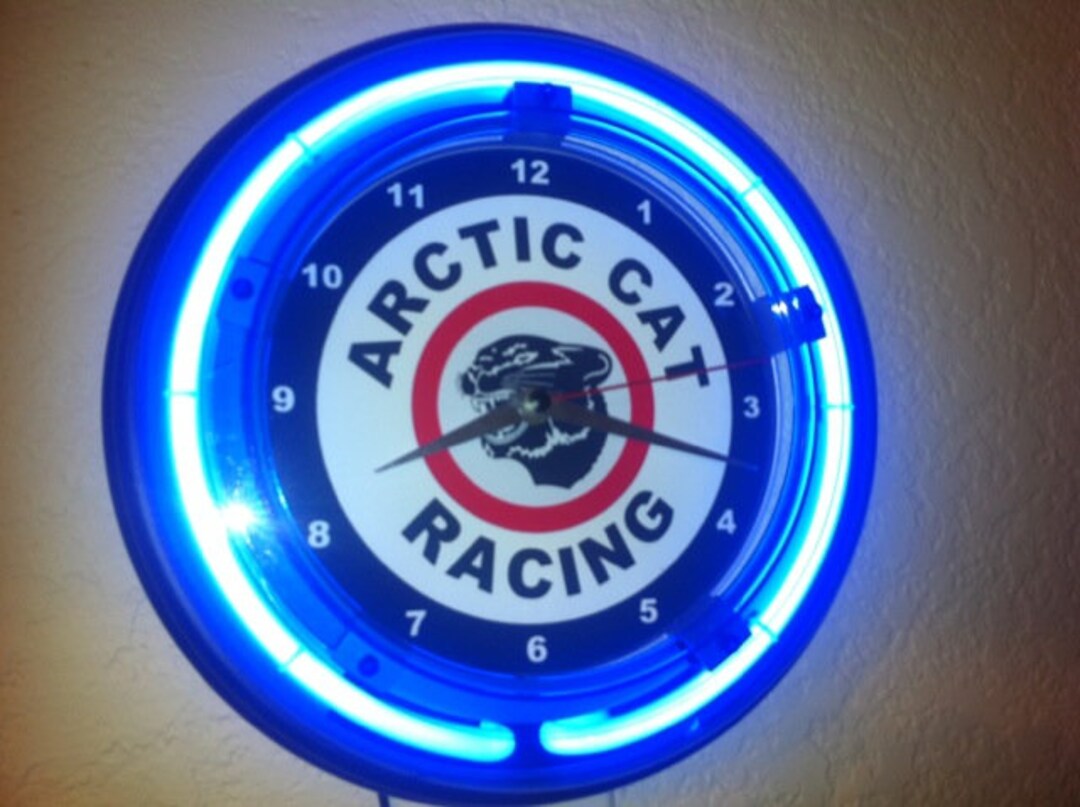 Arctic Cat Logo Snowmobile Garage Man Cave Bar Neon Wall Clock Man Cave ...