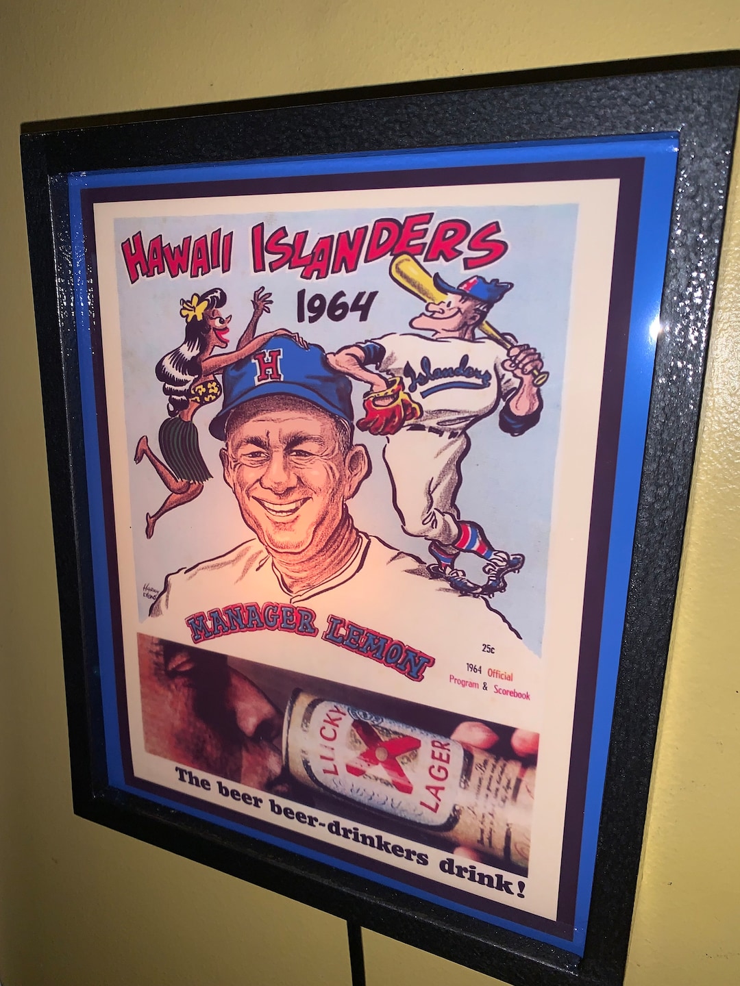 Hawaii Islanders Baseball Lucky Lager Beer Bar Man Cave Lighted ...