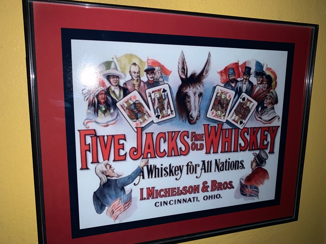 Five Jacks Whiskey Cincinnati Bar Framed Advertising Print Man Cave ...