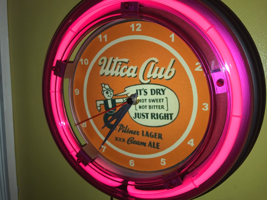 UTICA CLUB Beer Bar Neon Man Cave Retro Wall Clock Advertising Sign - Etsy