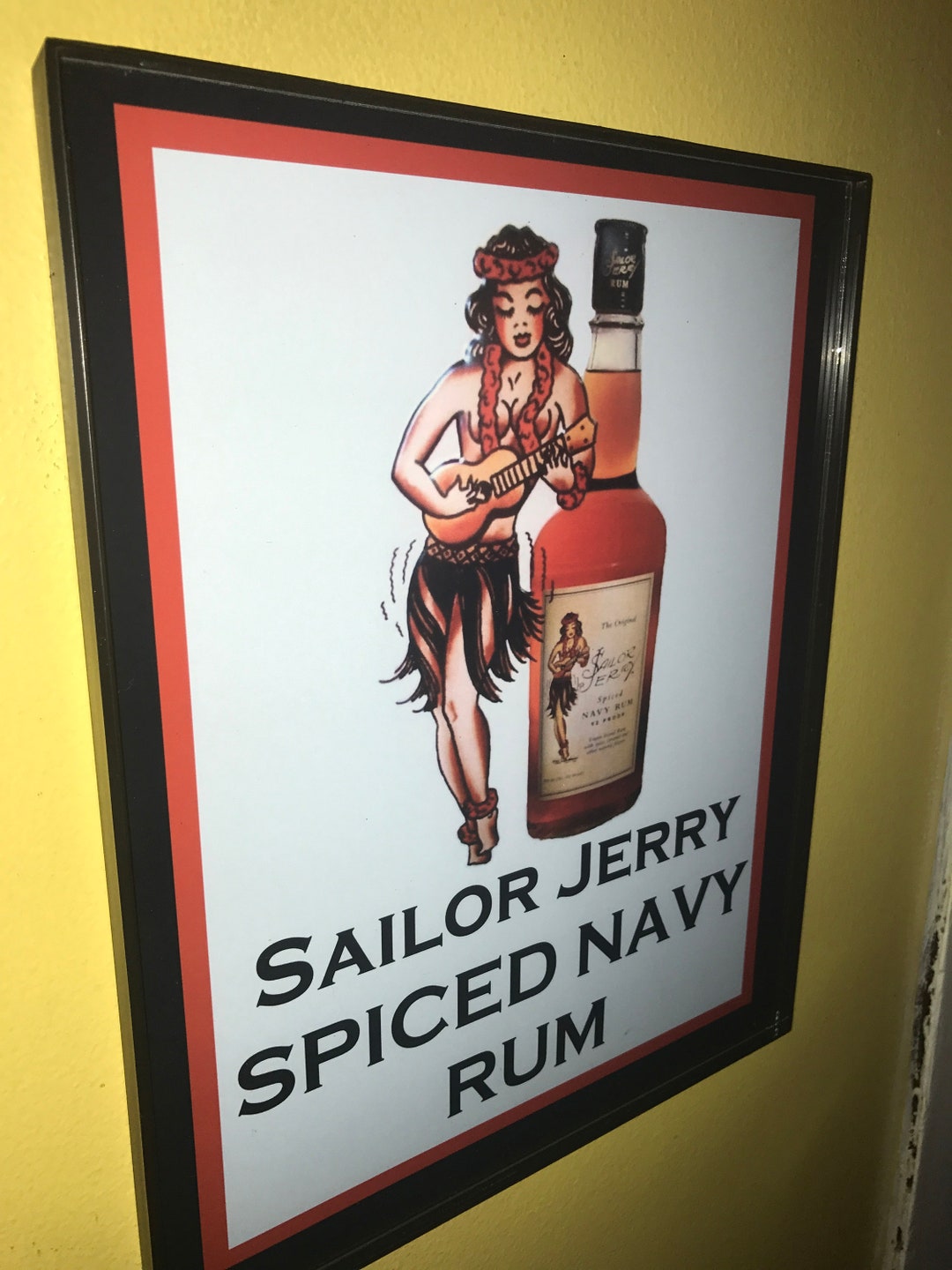 Sailor Jerry Hula Girl Rum Tiki Bar Framed Advertising Print Man Cave ...