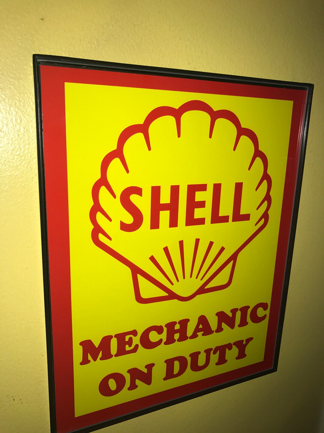 Shell Mechanic on Duty Oil Gas Service Station Garage Bar Framed ...