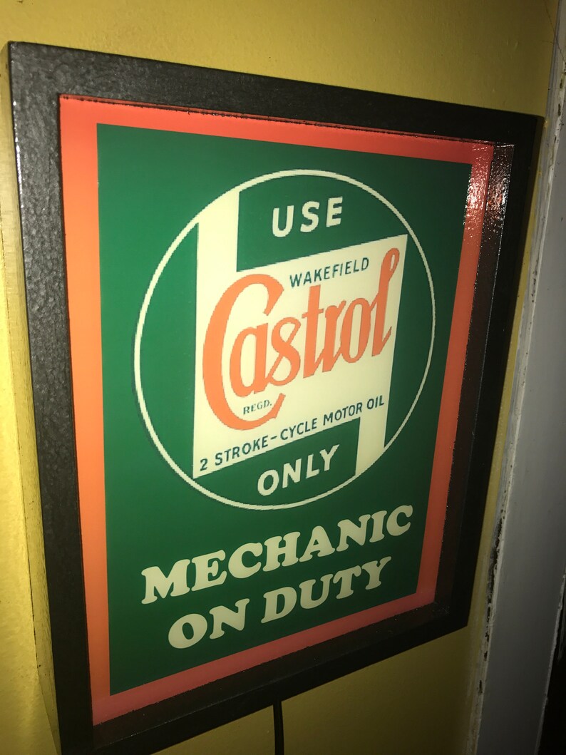 Castrol Oil Gas Service Station Mechanic Garage Man Cave Lighted ...