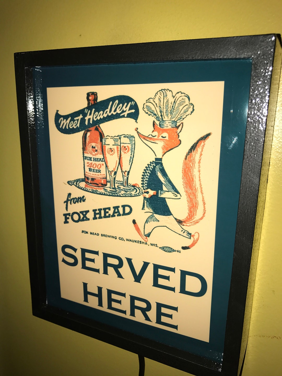 Fox Head Beer Bar Man Cave Retro Lighted Advertising Sign - Etsy