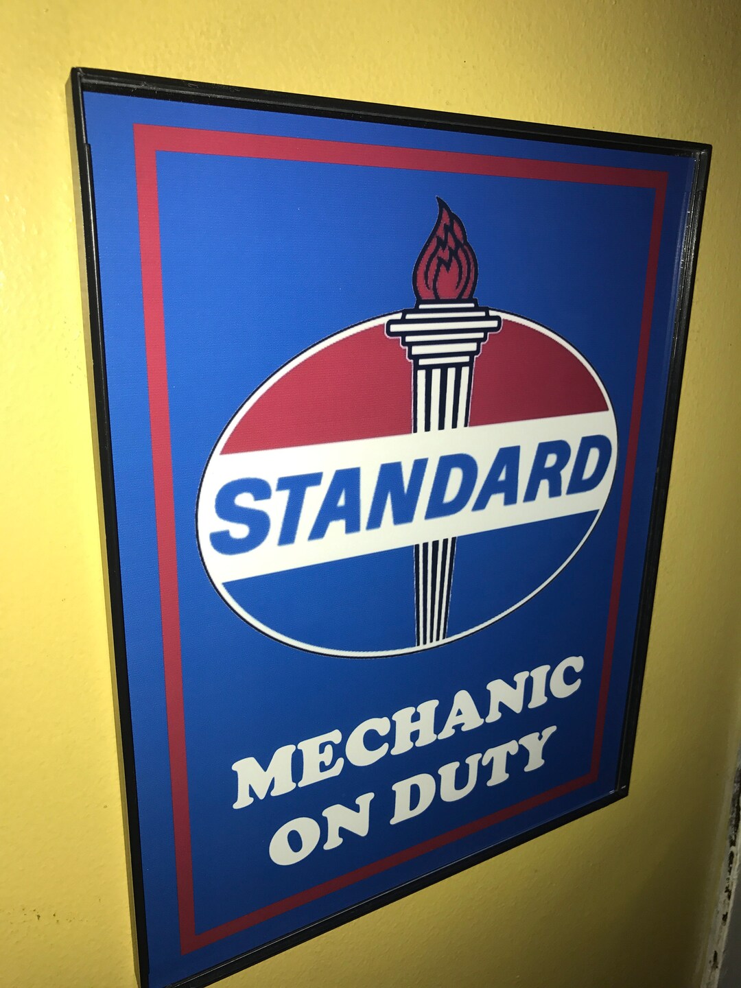 Standard Mechanic on Duty Oil Gas Service Station Garage Bar Framed ...