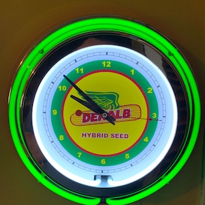 Dekalb Hybrid Corn Seed Feed Store Farmer Barn Garage Bar GREEN Neon ...
