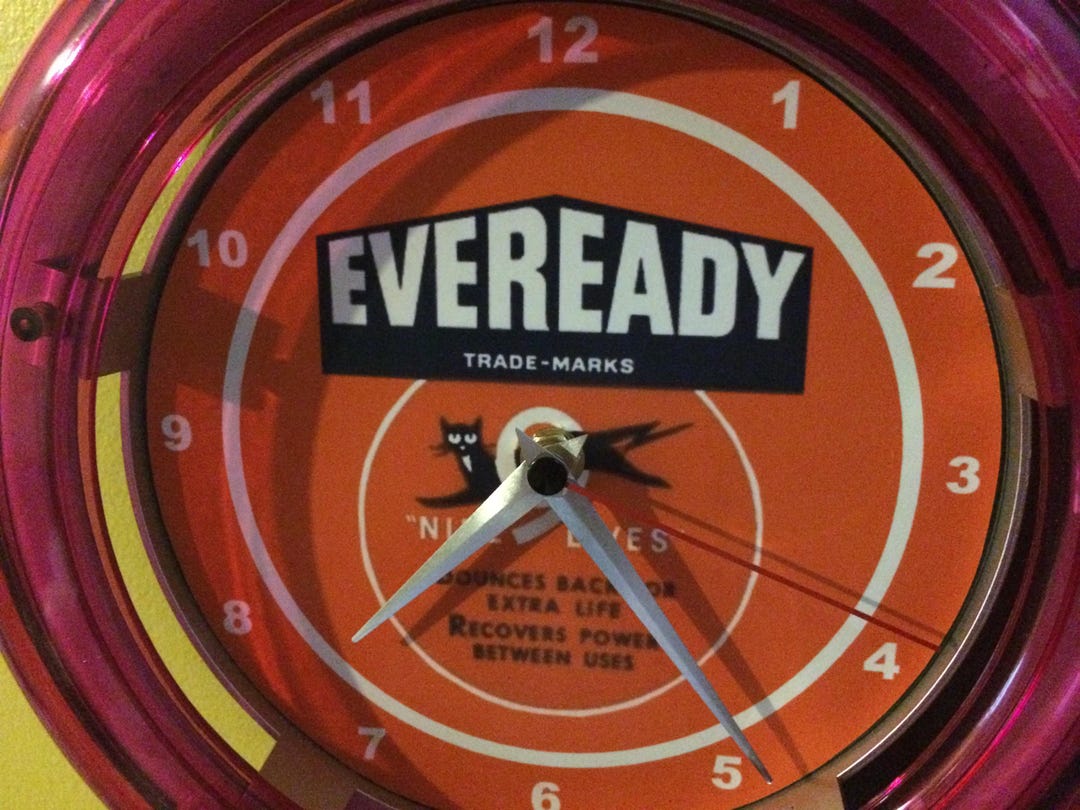 Eveready Battery Black Cat Hardware Store Garage Bar Neon Man Cave Wall ...