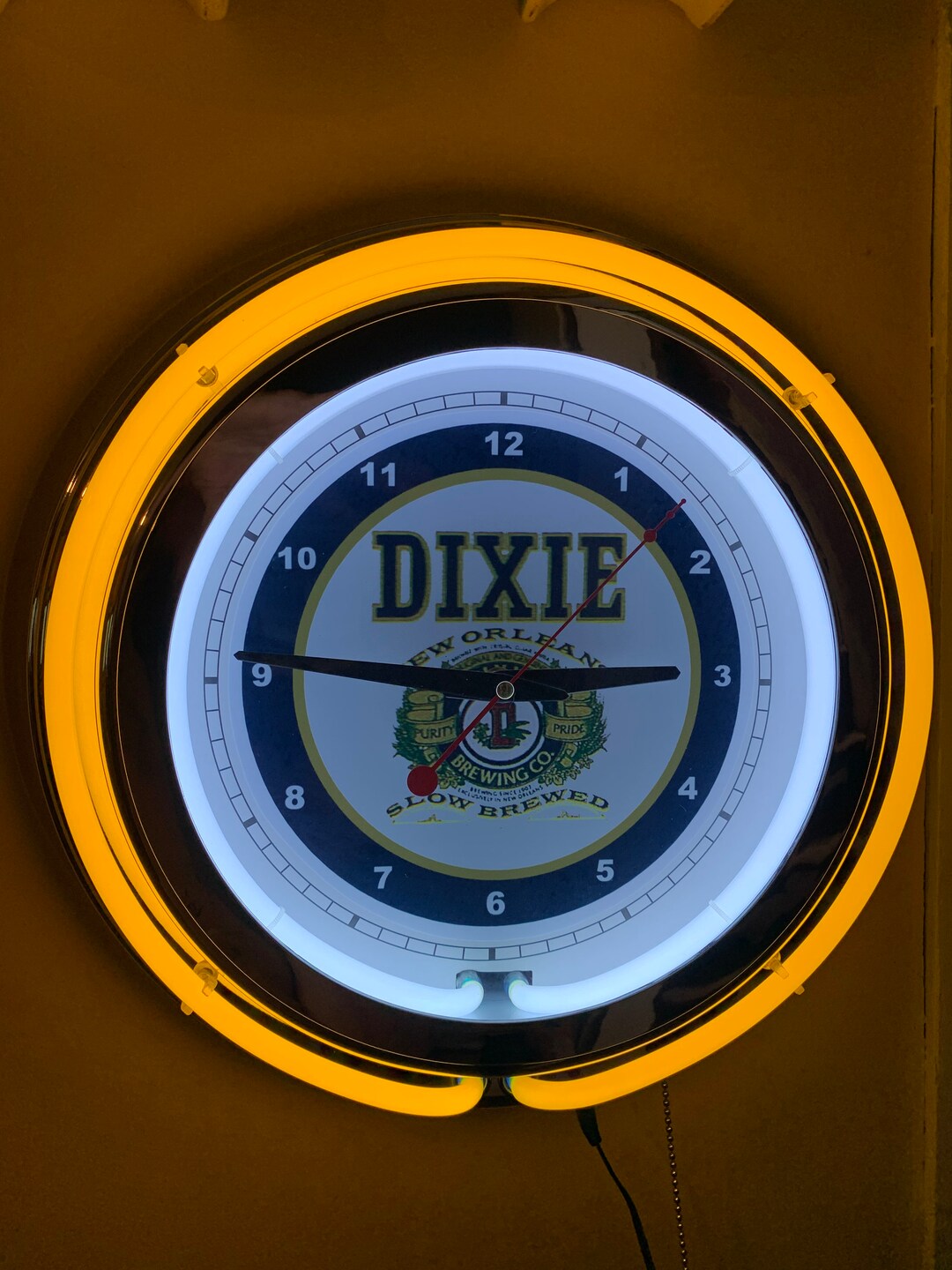 Dixie New Orleans Beer Bar YELLOW Neon Wall Clock Advertising Man Cave ...