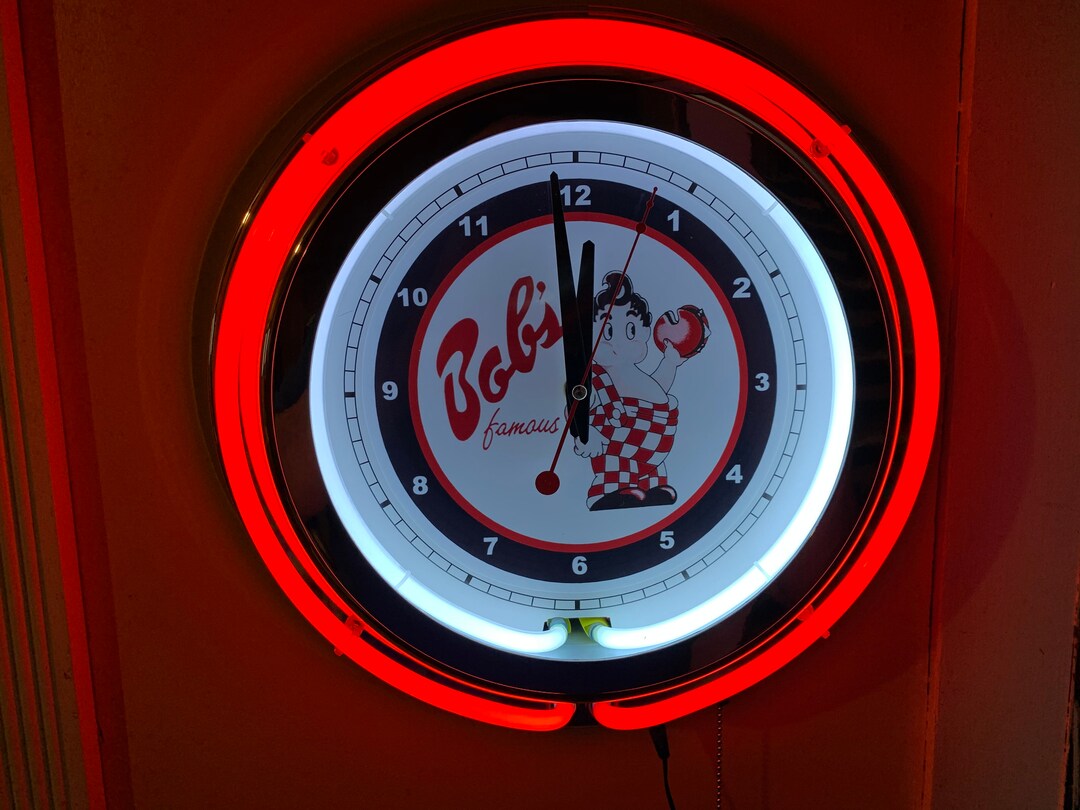 Bob's Big Boy Restaurant Diner Kitchen Bar RED Neon Wall Clock ...