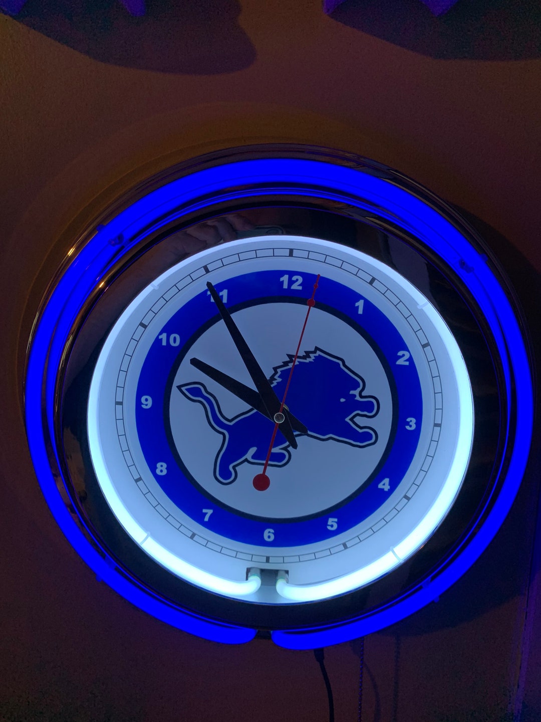 Detroit Lions Football Bar BLUE Neon Wall Clock Advertising Man Cave ...