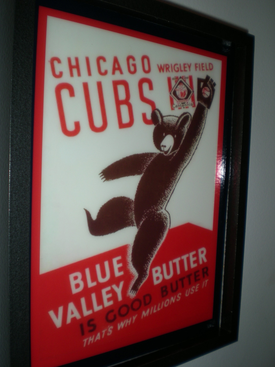 Chicago Cubs Baseball Blue Valley Butter Stadium Throwback Bar Man Cave ...