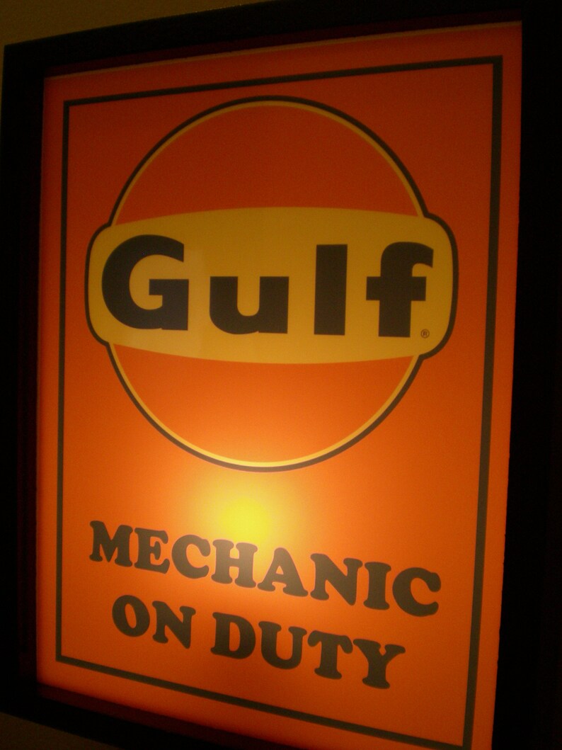 Gulf Oil Gas Service Station Garage Mechanic Man Cave Lighted ...