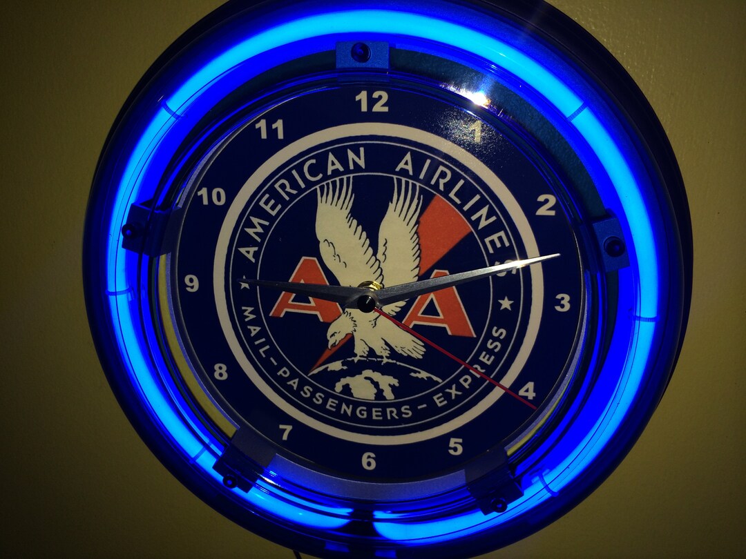 American Airlines Oldlogo Airplane Stewardess Pilot Man Cave Bar Neon ...