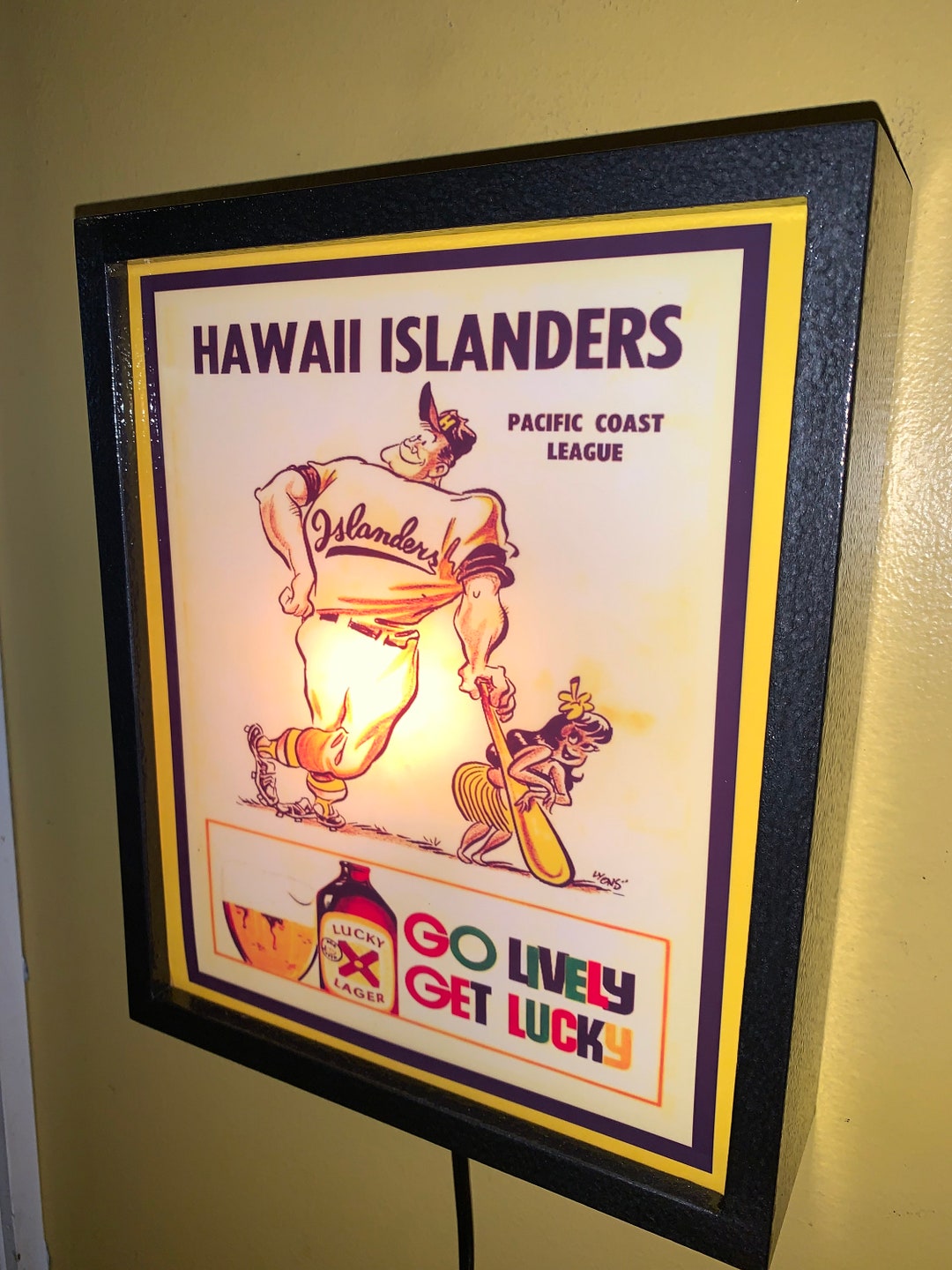 Hawaii Islanders Baseball Lucky Lager Beer Bar Man Cave Lighted ...
