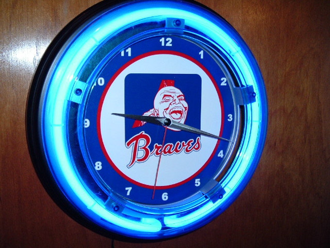 Atlanta Braves Throwback Baseball Bar Neon Wall Clock Man Cave - Etsy