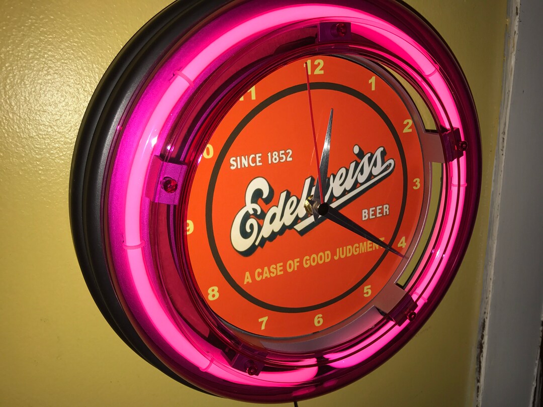 Edelweiss Beer Bar Neon Wall Clock Advertising Sign - Etsy