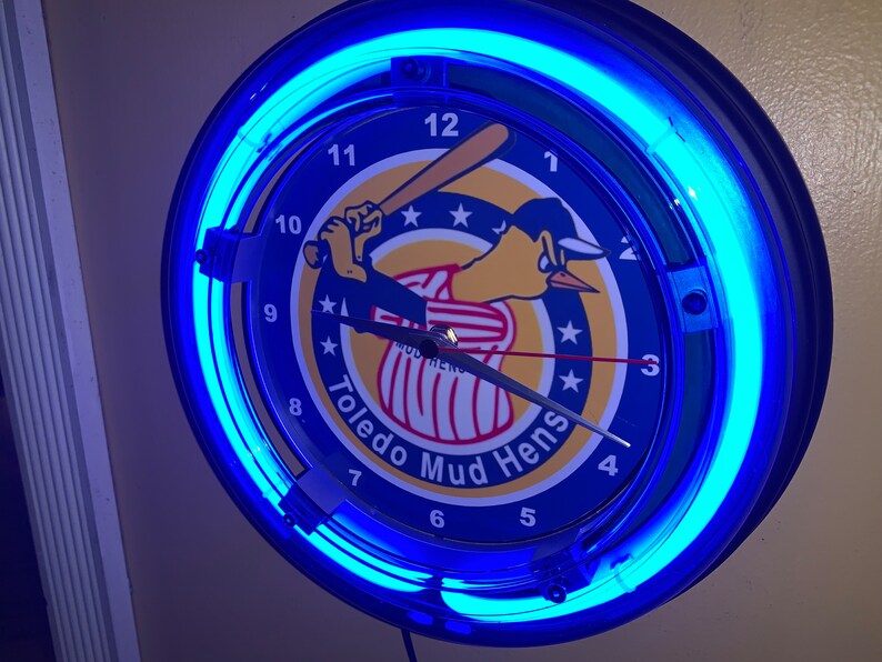 Toledo Mud Hens Throwback Baseball Bar Neon Wall Clock Man Cave Sign - Etsy