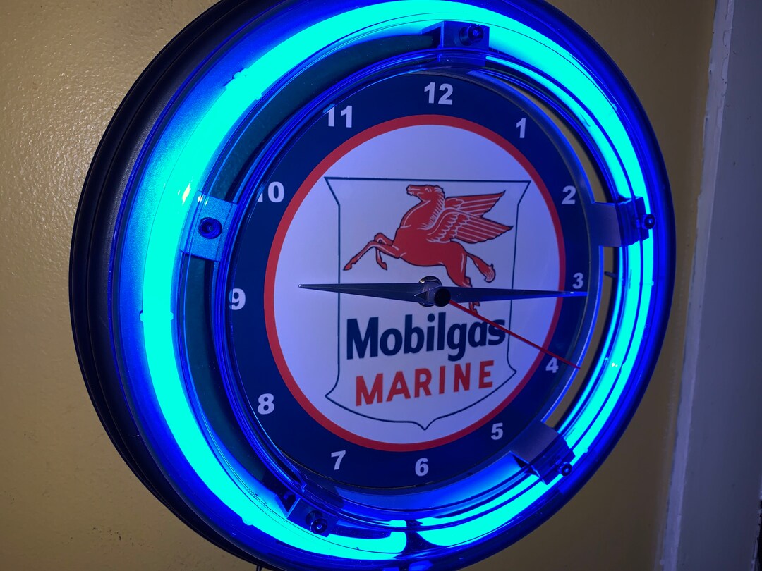 Mobil Marine Pegasus Gas Service Station Oil Garage Mechanic Neon ...