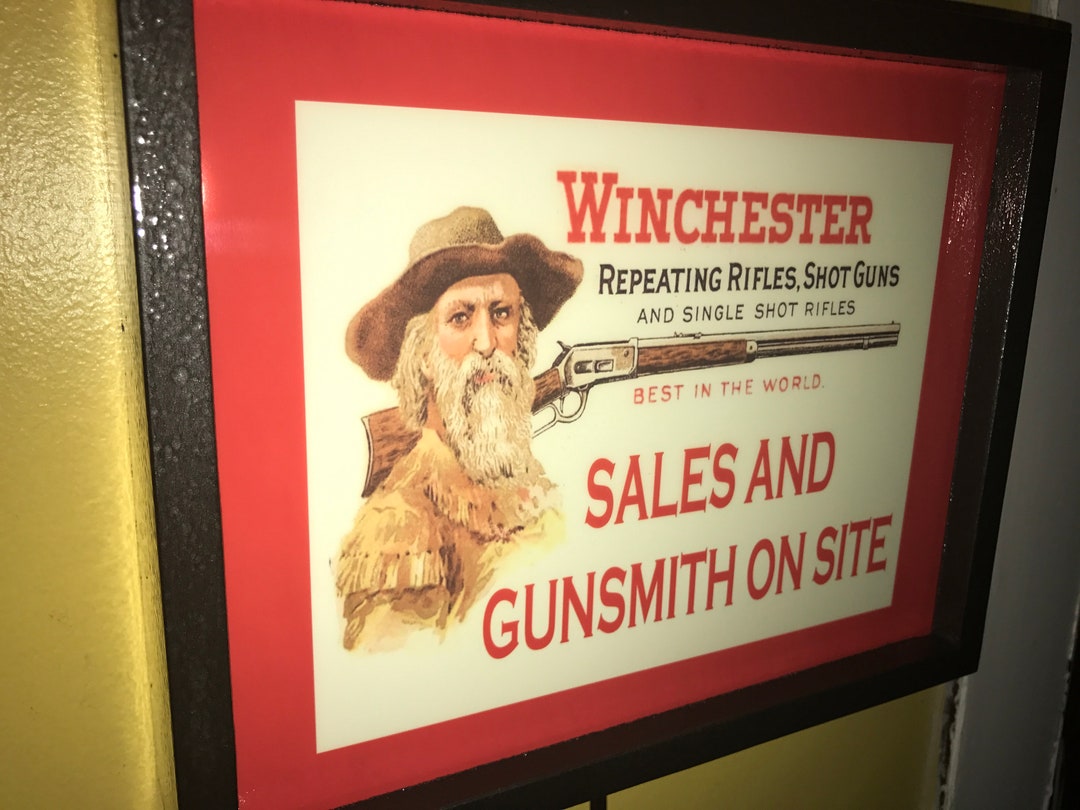 Winchester Gunsmith Firearms Rifle Gun Store Bar Man Cave Lighted Retro ...