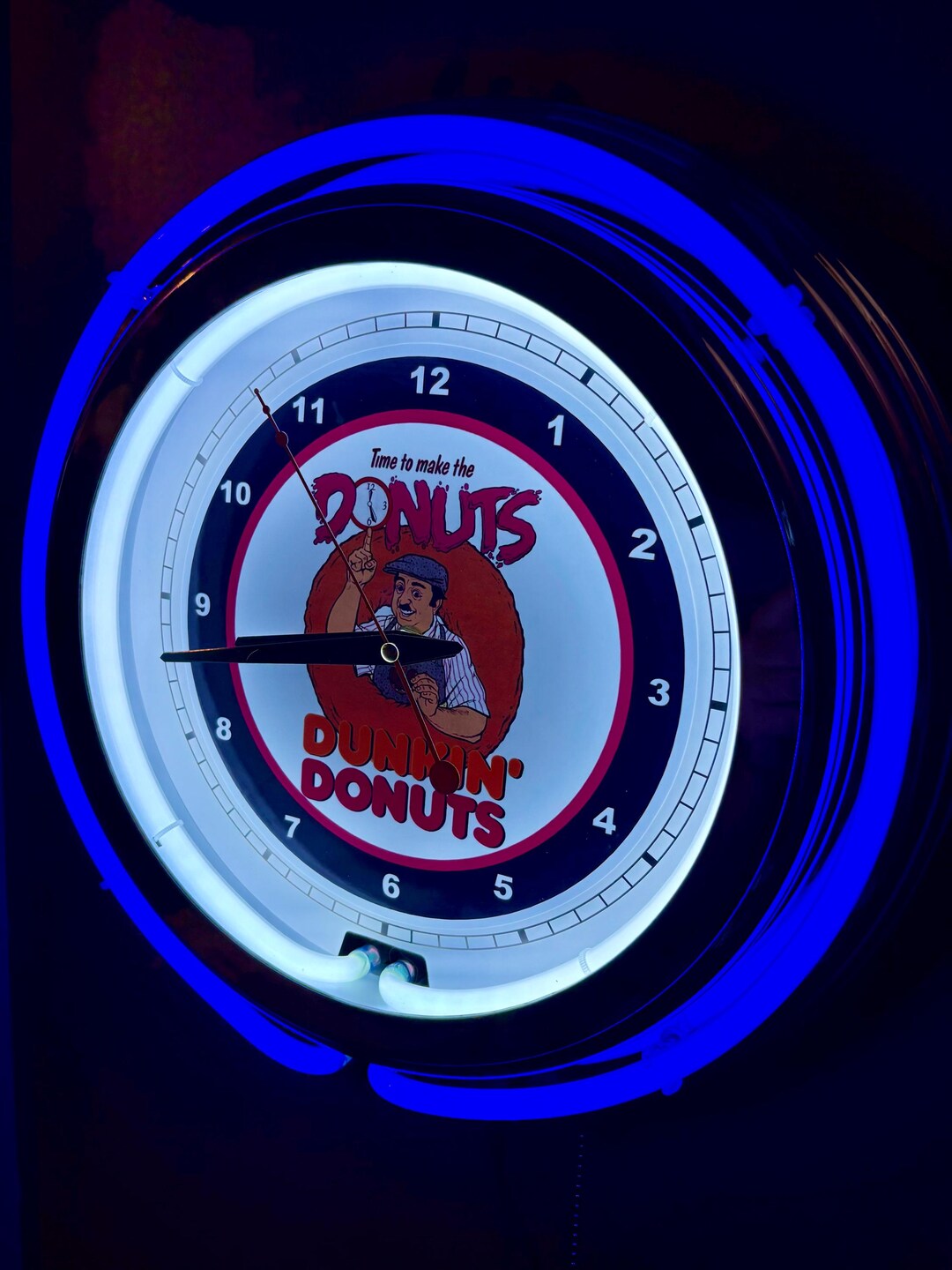 Dunkin Donuts Time to Make Kitchen Diner Bar BLUE Neon Wall Clock ...