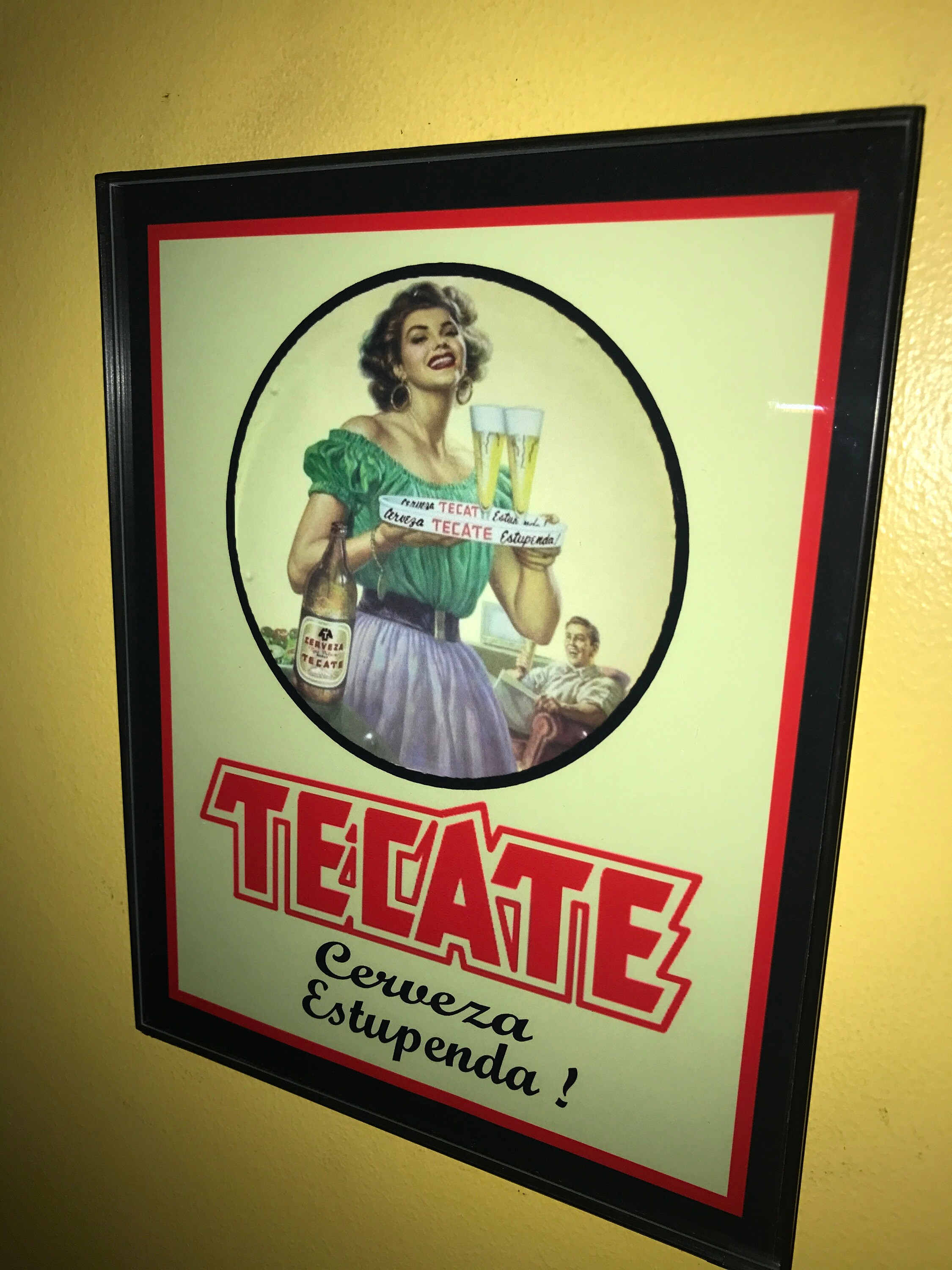 Tecate Girl Cerveza Mexico Beer Bar Framed Advertising Print Man Cave ...