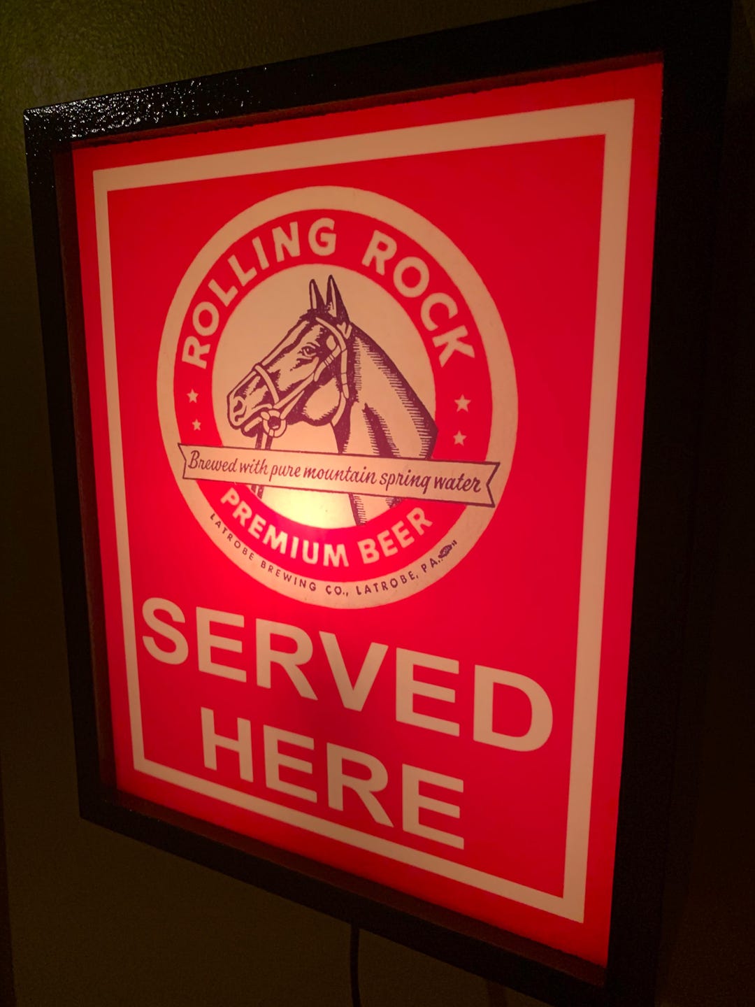 Rolling Rock Beer Oldlogo Bar Man Cave Retro Lighted Advertising Sign ...