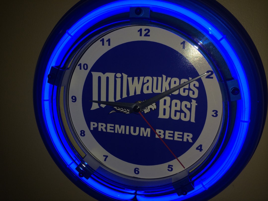 Milwaukee's Best Beer Bar Neon Man Cave Wall Clock Advertising Sign - Etsy