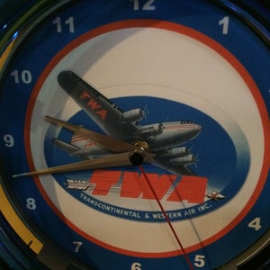 TWA Airlines Airplane Stewardess Pilot Man Cave Bar Neon Wall Clock Man ...