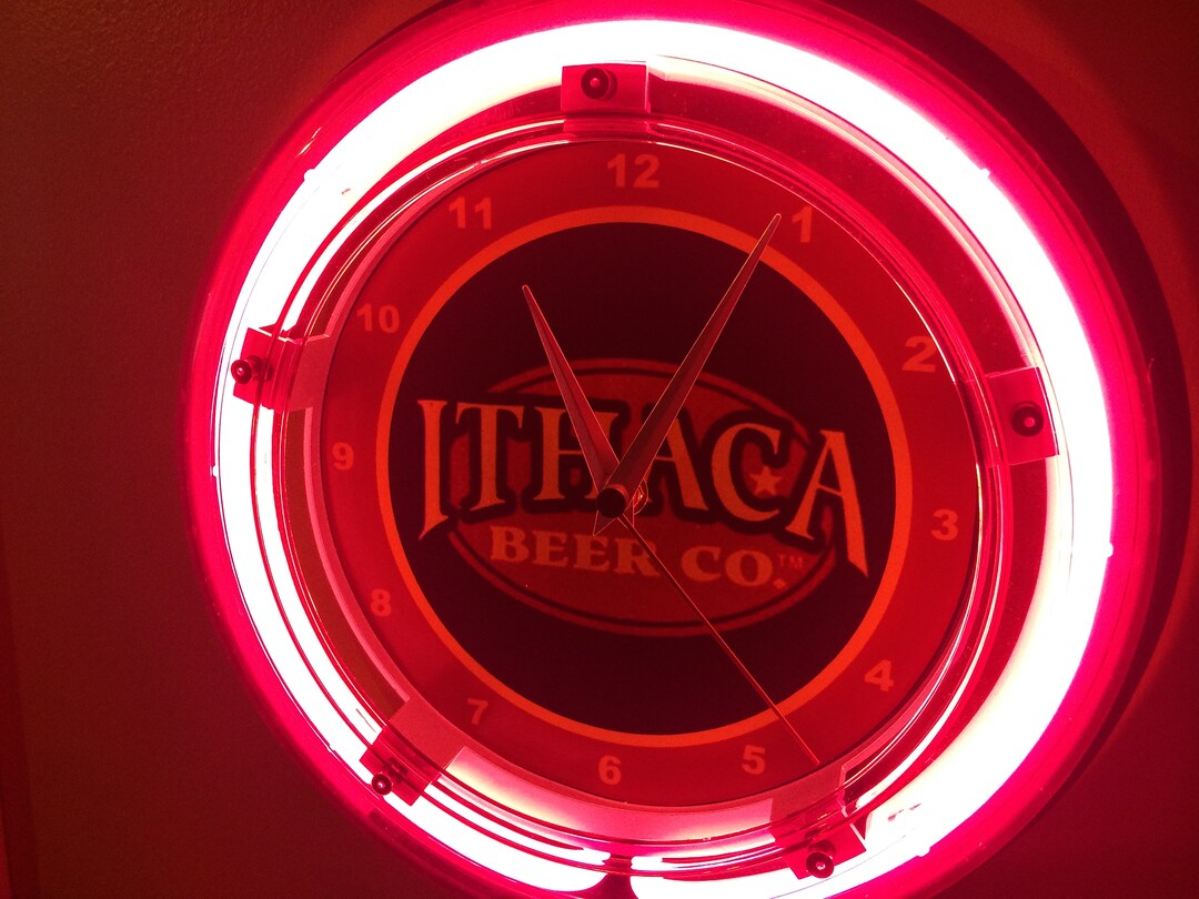ITHACA Beer Bar Neon Man Cave Wall Clock Advertising Sign - Etsy