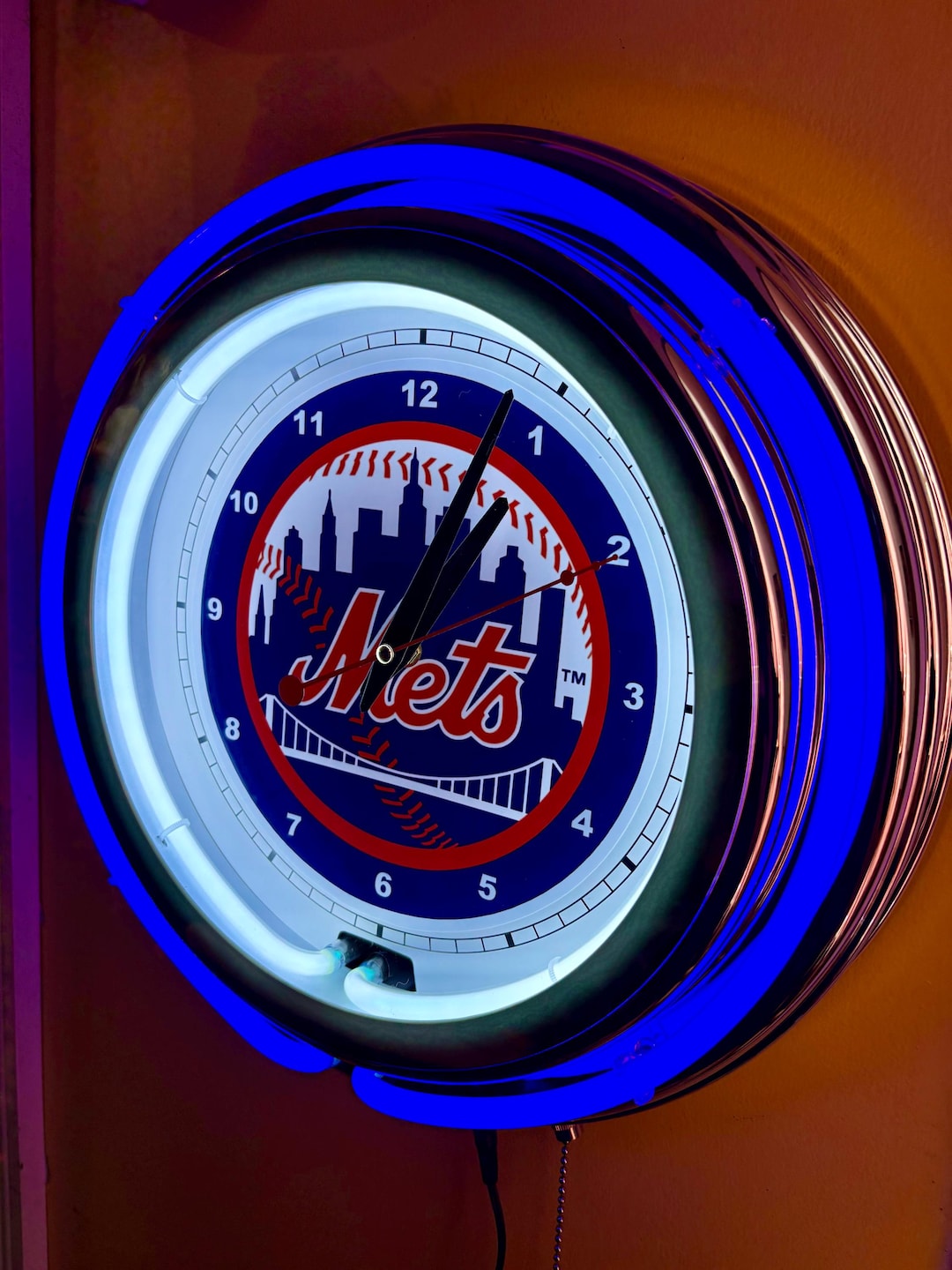 New York Mets Baseball Bar BLUE Neon Wall Clock Advertising Man Cave ...