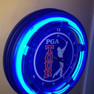 PGA Golf Tour Golfer Clubhouse Man Cave Bar Retro Neon Wall Clock Man ...
