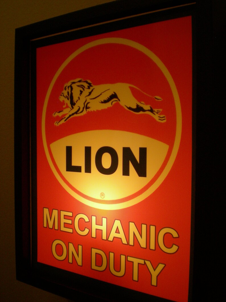 Lion Oil Gas Service Station Garage Mechanic Man Cave Lighted ...