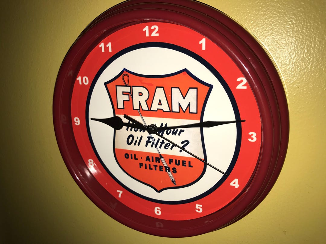 Fram Oil Filter Gas Service Station Mechanic Garage Bar Advertising Man ...