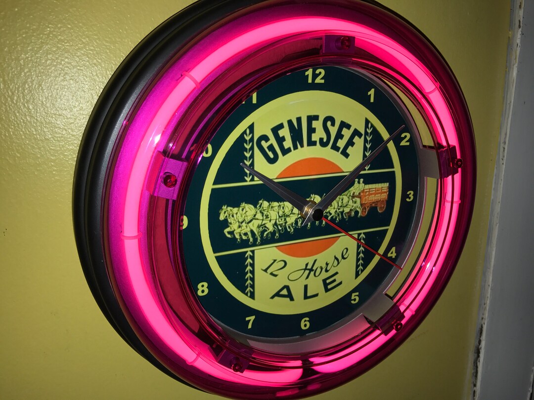 Genesee 12 Horse Ale Beer Bar Neon Wall Clock Advertising Sign - Etsy