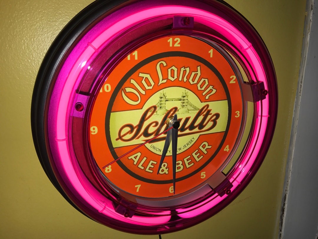 Schultz Old London Beer Bar Neon Wall Clock Advertising Sign - Etsy