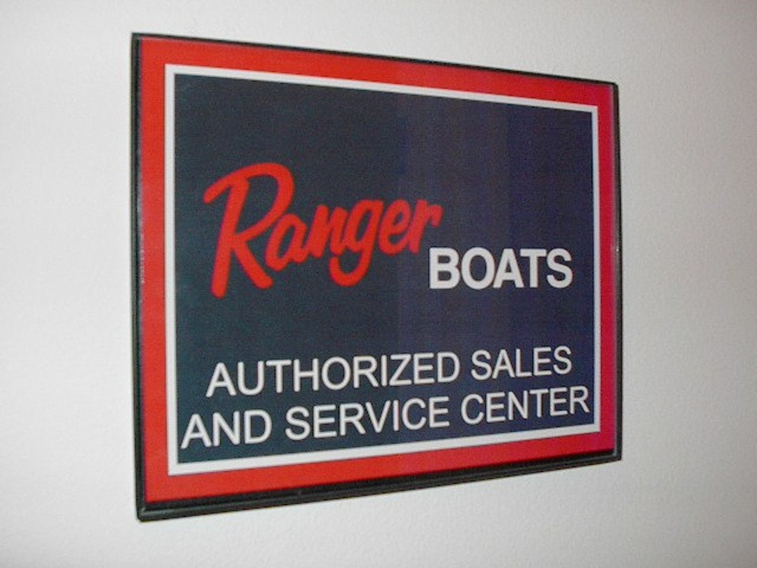 Ranger Fishing Boat Sales Service Garage Framed Advertising Print Man ...