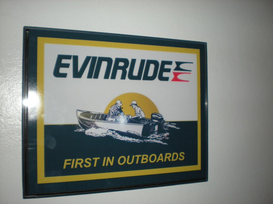 Evinrude Outboard Boat Motor Men Fishing Sales Service Garage Framed ...