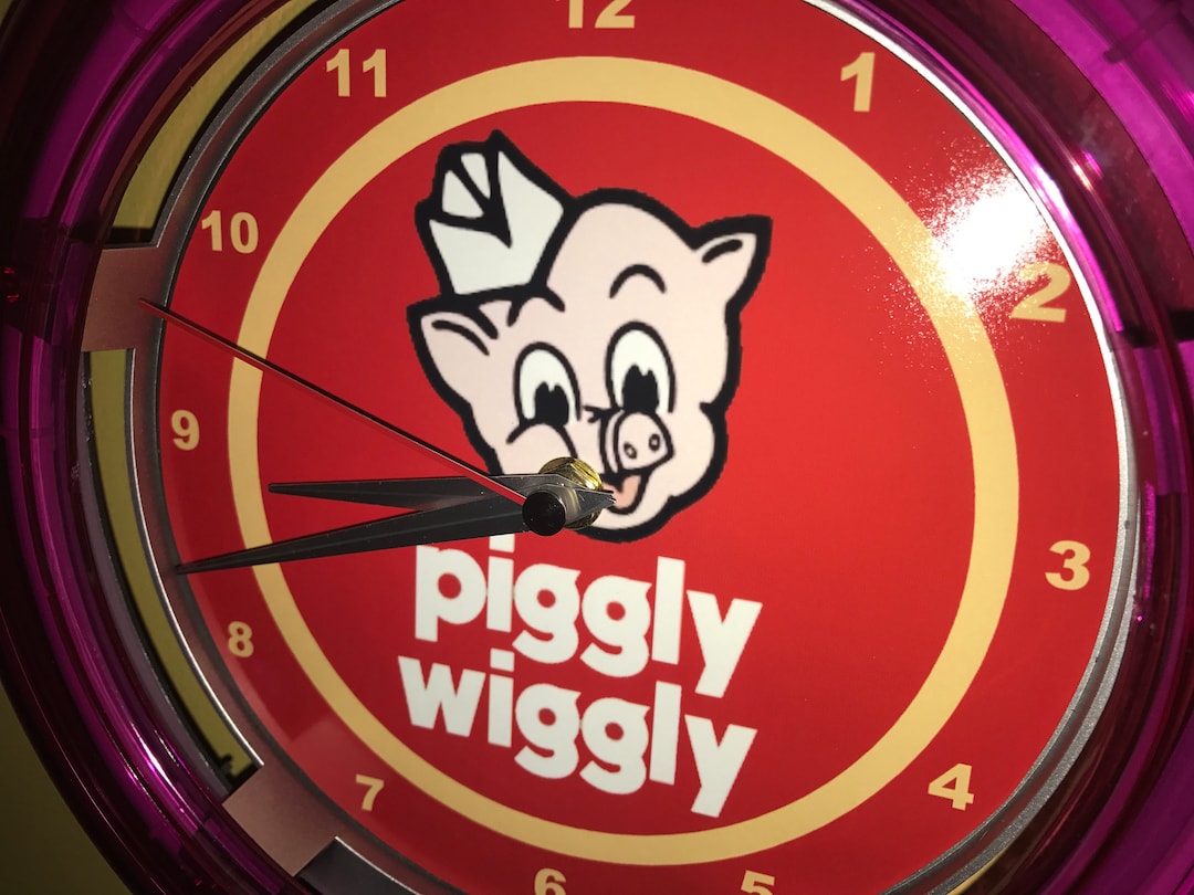 Piggly Wiggly Pig Grocery Store Kitchen Diner Neon Wall Clock ...
