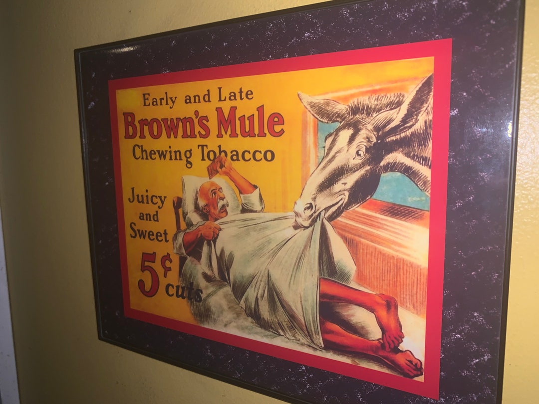 Brown's Mule Chewing Tobacco Chaw Store Bar Framed Advertising Print ...