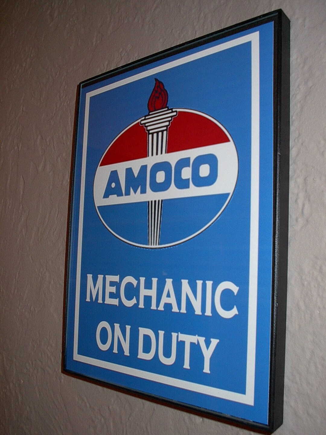 Amoco Oil Gas Service Station Garage Mechanic Bar Framed Advertising ...