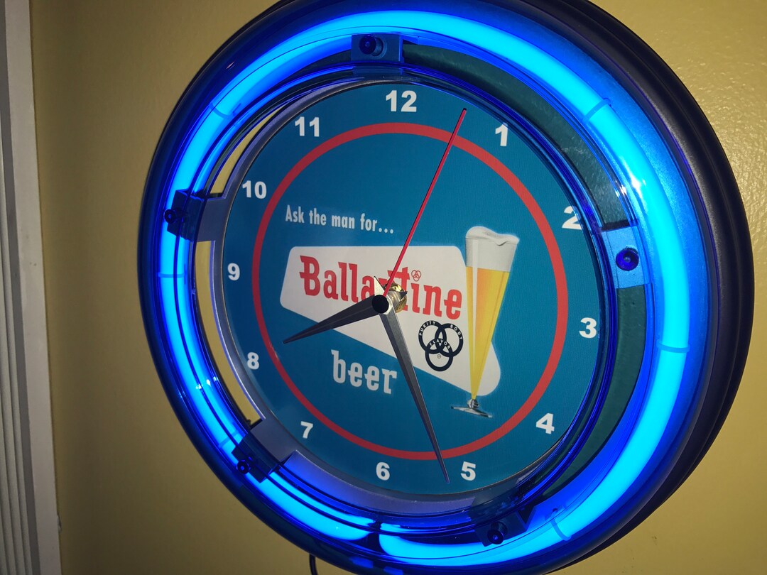 Ballantine Beer Man Cave Bar Neon Wall Clock Retro Advertising Sign - Etsy