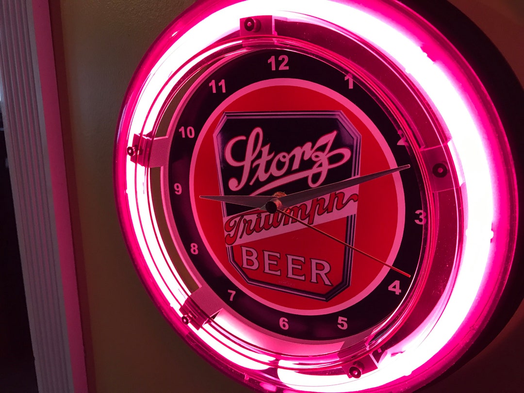 STORZ TRIUMPH Beer Bar Neon Man Cave Retro Wall Clock Advertising Sign ...