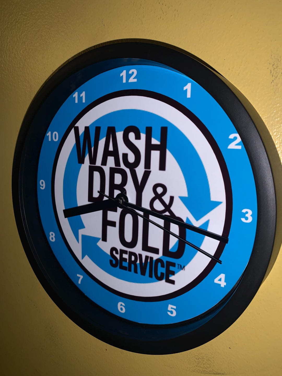 Wash Fold Dry Laundromat Laundry Room Retro Advertising Wall Clock Sign ...