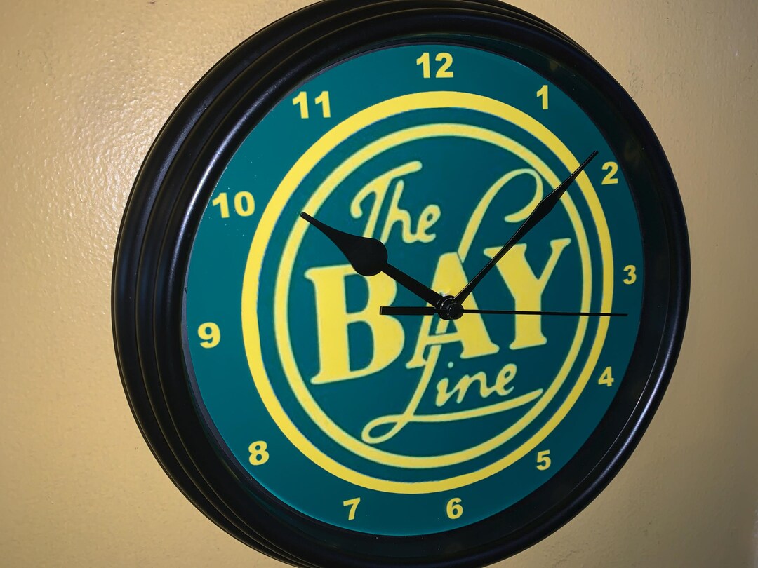 The Bay Line Railroad Train Station Bar Advertising Man Cave Black ...