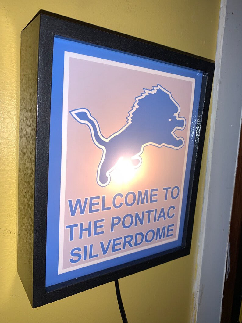Detroit Lions Throwback Football Stadium Bar Man Cave Lighted ...