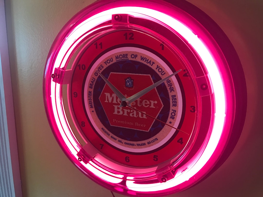 MEISTER BRAU Beer Bar Neon Man Cave Wall Clock Advertising Sign - Etsy