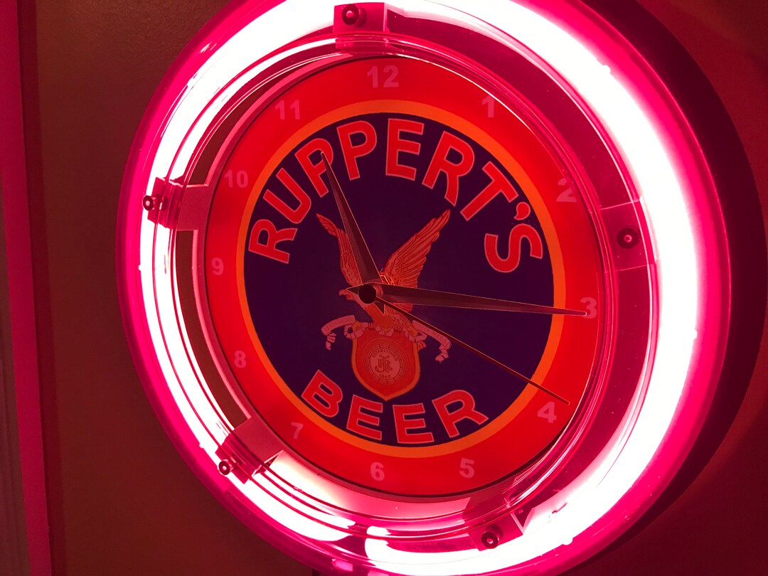 RUPPERT'S Beer Man Cave Bar Neon Wall Clock Retro Advertising Sign - Etsy
